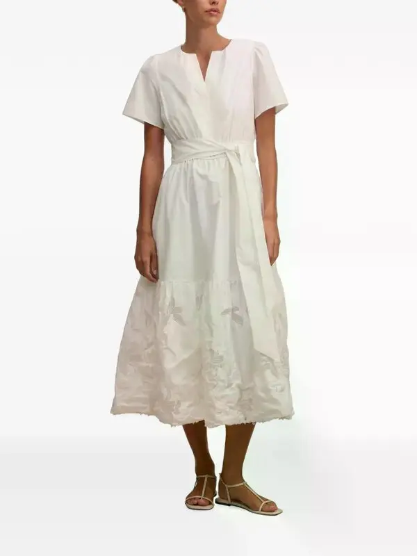 EVER NEW Matilda Embroidered Tie-waist Midi Dress - White
