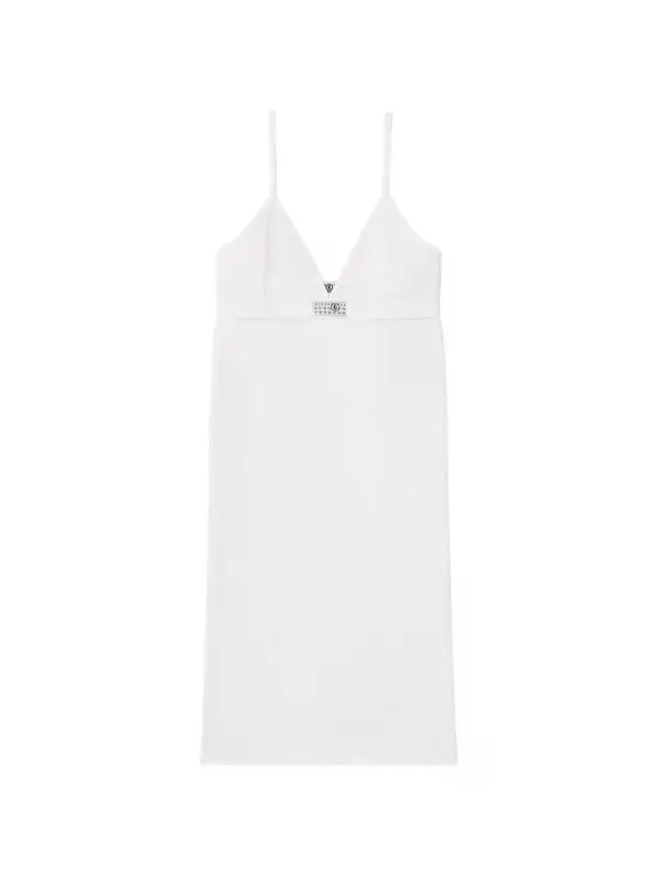 MAISON MARGIELA Logo-patch V-neck Slip Dress - White