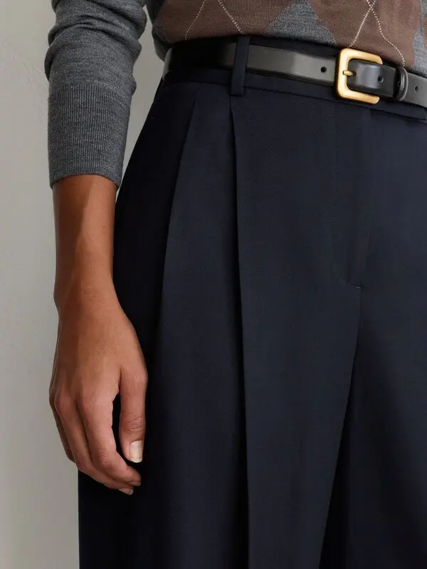 REISS Luna Wool-blend Wide-leg Pleated Trousers