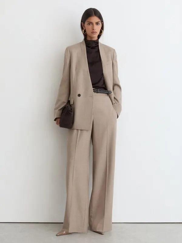 REISS Juniper Wool-blend Wide-leg Suit Trousers