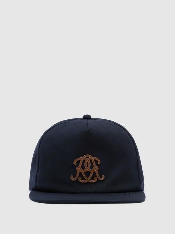 REISS Maddox Monogram Cotton Trucker Cap - Navy