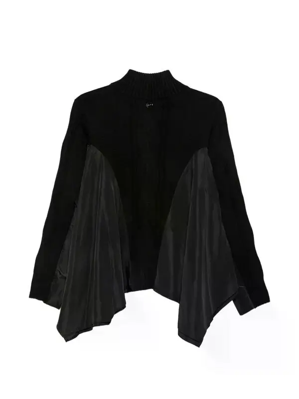High Cable-knit Panelled Cardigan