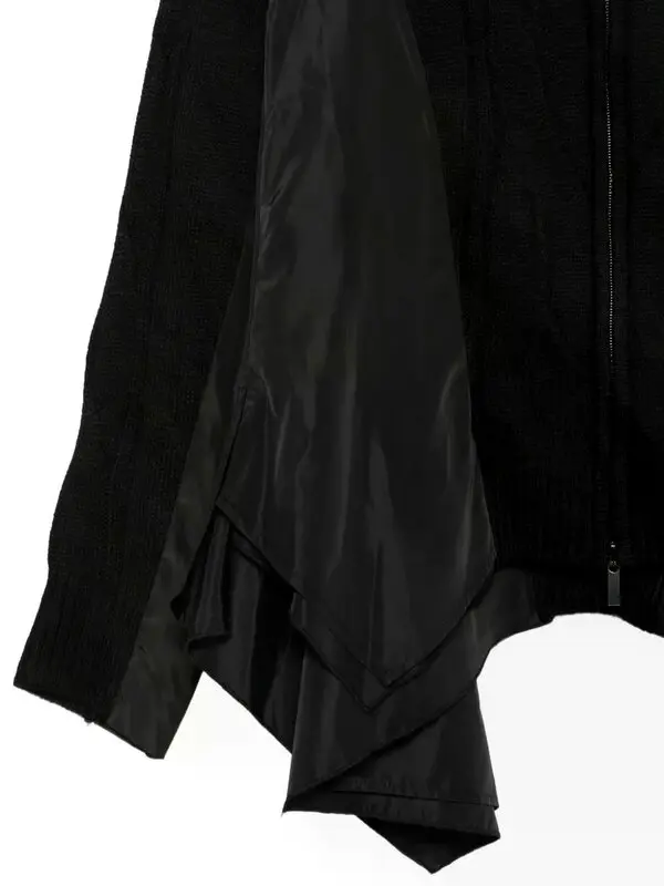 High Cable-knit Panelled Cardigan