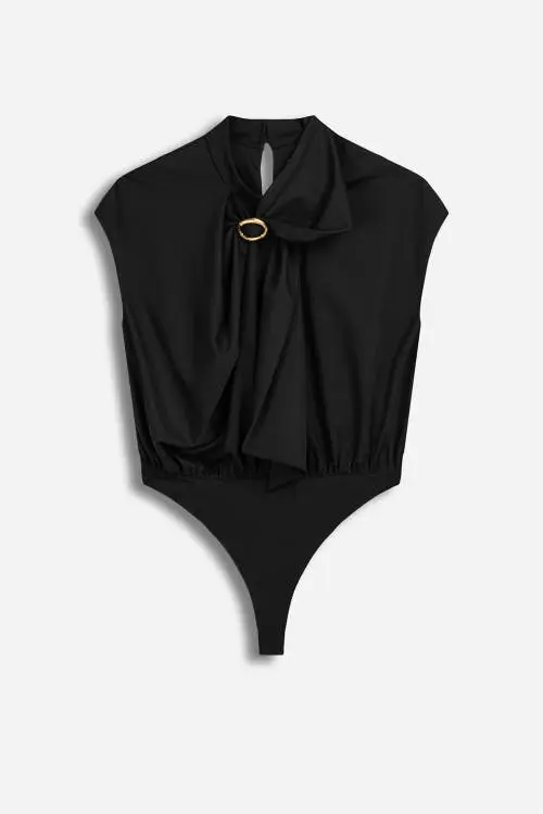 NOCTURNE Accessory Collar Bodysuit - Black