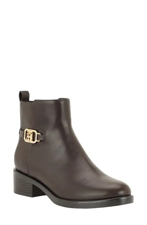 Tommy Hilfiger Kameny Faux Leather Bootie - Deep Brown