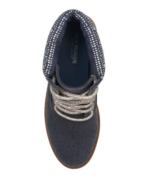 True Religion Faith Bling Lace Combat Boot - Denim