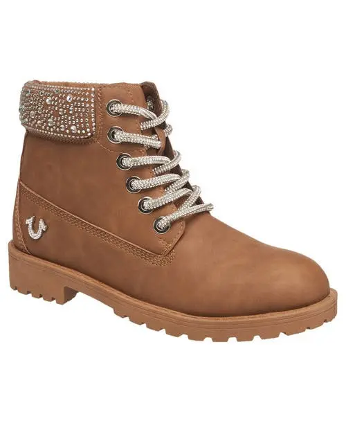 True Religion Faith Bling Lace Combat Boot - Tan