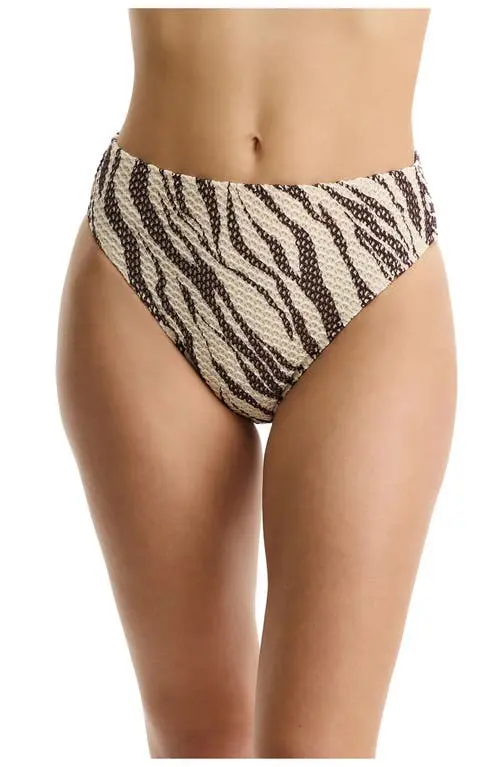 GOTTEX Safari Chic Textured High Waist Swim Bottom - Cream-brown