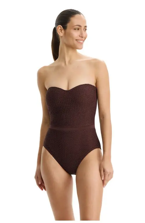 GOTTEX Safari Chic Textured Bandeau One Piece - Brown