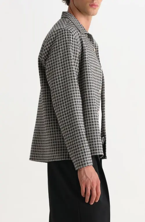 WAX LONDON Corey Mini Check Long Sleeve Camp Shirt