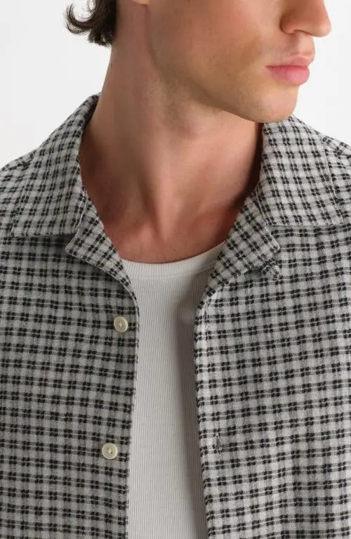 WAX LONDON Corey Mini Check Long Sleeve Camp Shirt