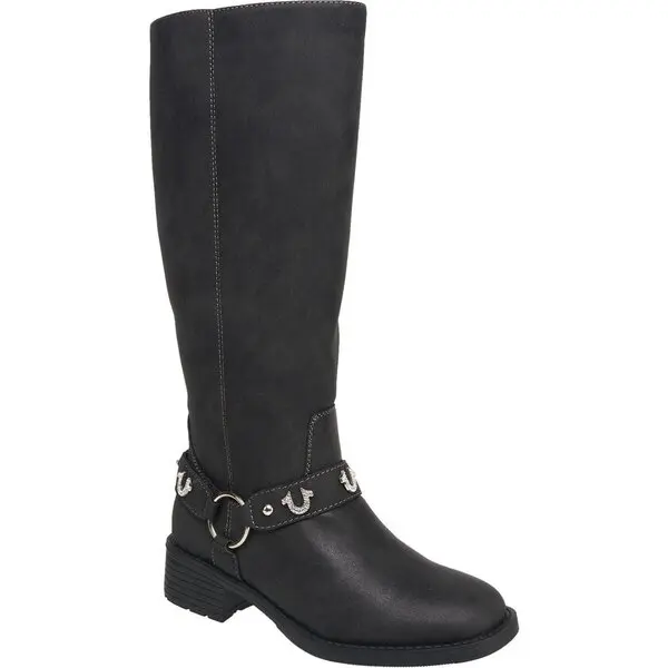 True Religion Kehlani Bling Logo Boot - Black
