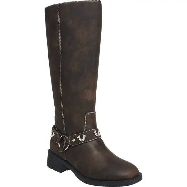 True Religion Kehlani Bling Logo Boot - Chocolate