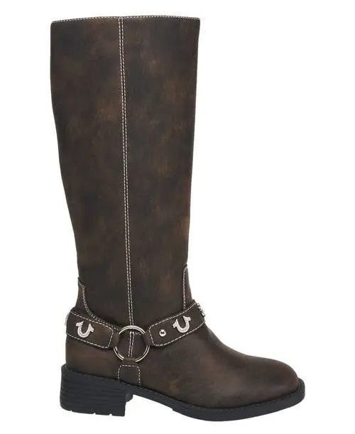 True Religion Kehlani Bling Logo Boot - Chocolate