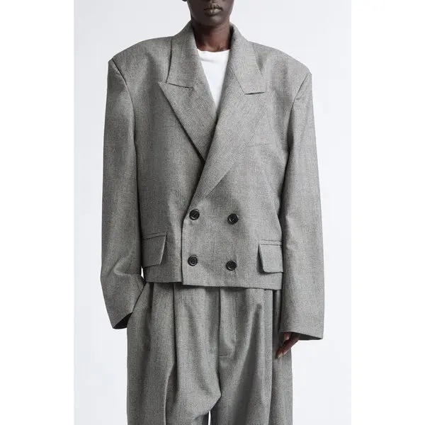 Vaquera Slouchy Glen Plaid Wool Blazer