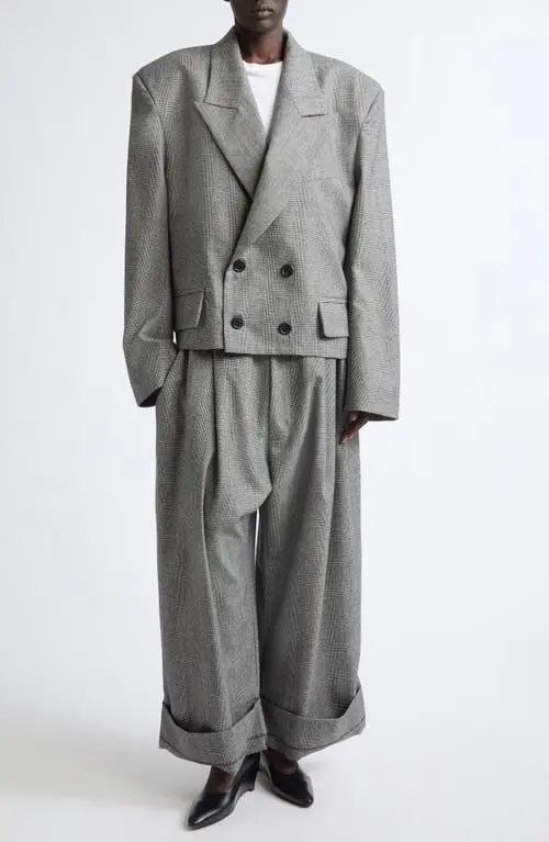 Vaquera Slouchy Glen Plaid Wool Blazer