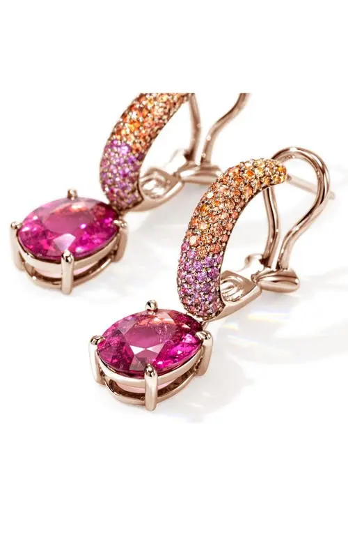 John Hardy Artisan Series 18k Rose Rubelite Drop Earrings