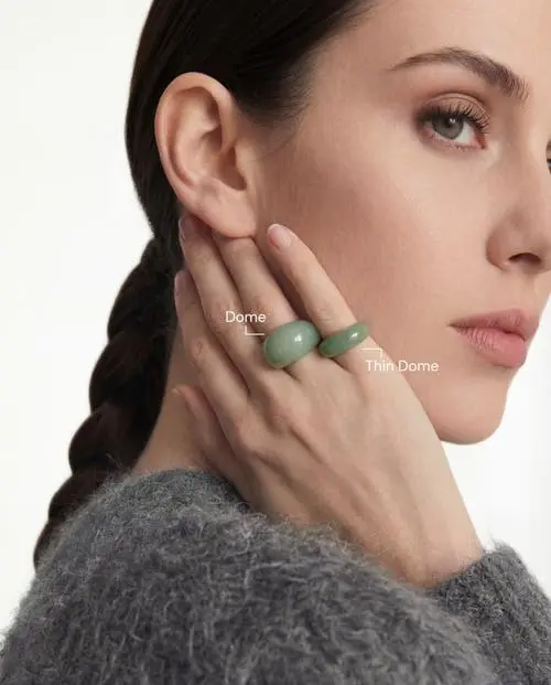 SEREE Thin Dome Jade- Aventurine Signet Ring