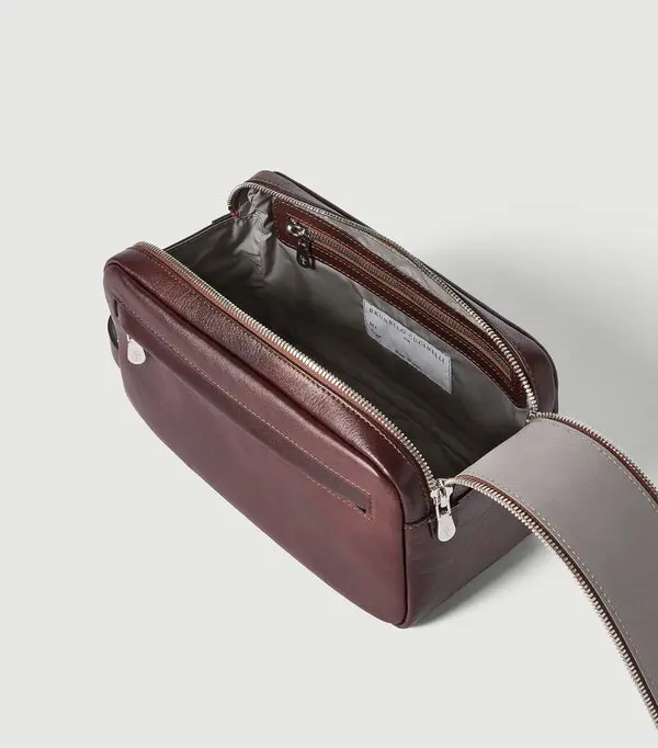 Brunello Cucinelli Leather Wash Bag - Purple