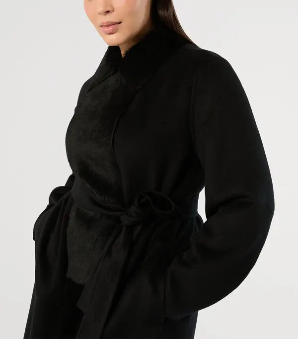Marina Rinaldi Wool Lamb-fur Wrap Coat