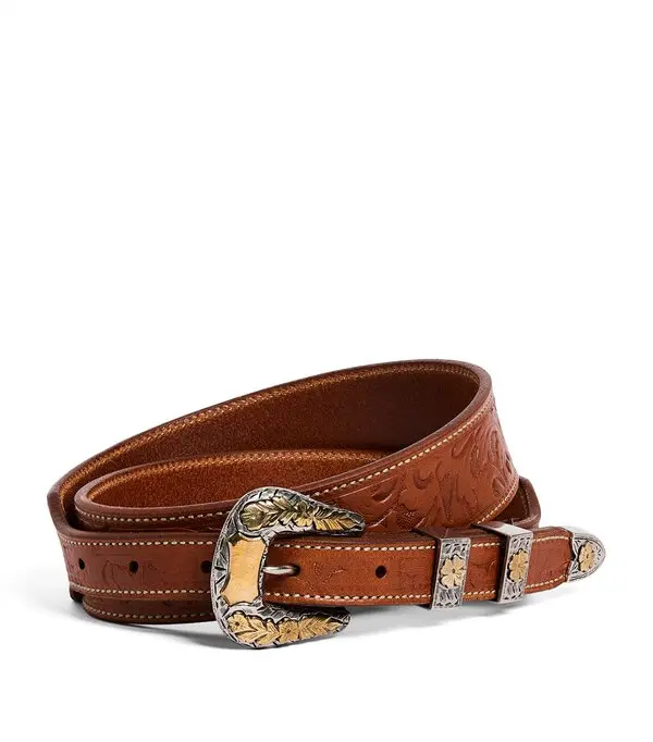 Ralph Lauren Purple Label Leather Western Belt - Brown
