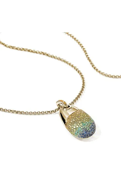 John Hardy Artisan Series 18k Multi-stone Pebble Pendant Necklace