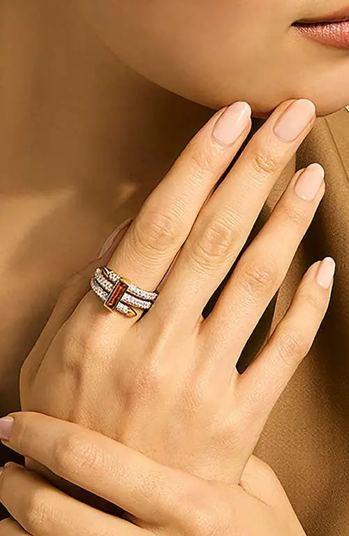 John Hardy Artisan Series 18k Diamond & Garnet Spear Ring