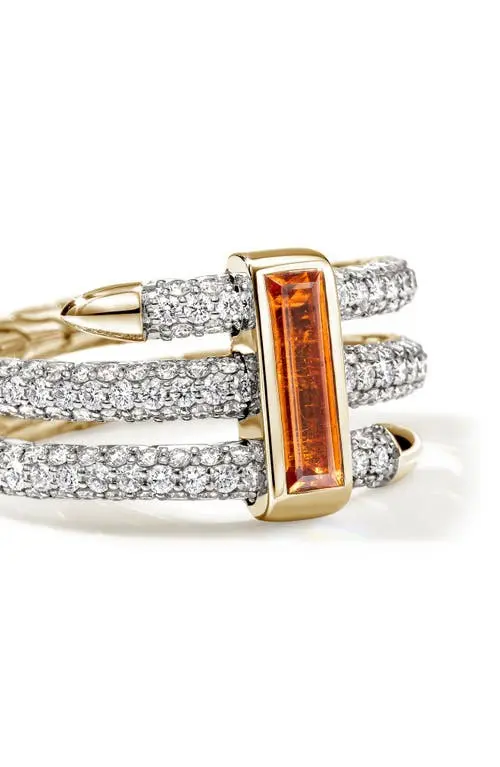 John Hardy Artisan Series 18k Diamond & Garnet Spear Ring