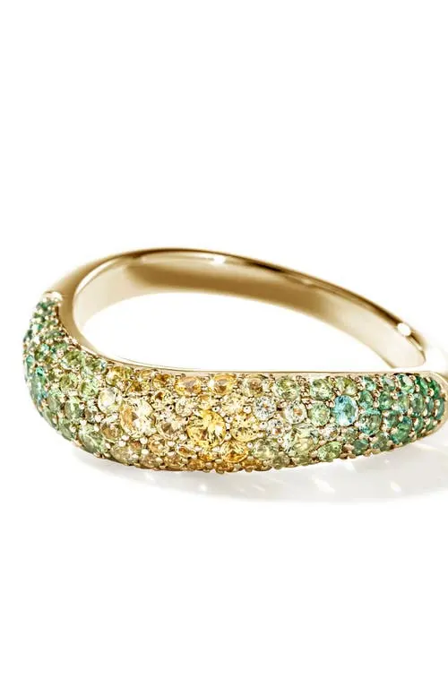 John Hardy Artisan Series 18k Treated Sapphire & Emerald Band Ring