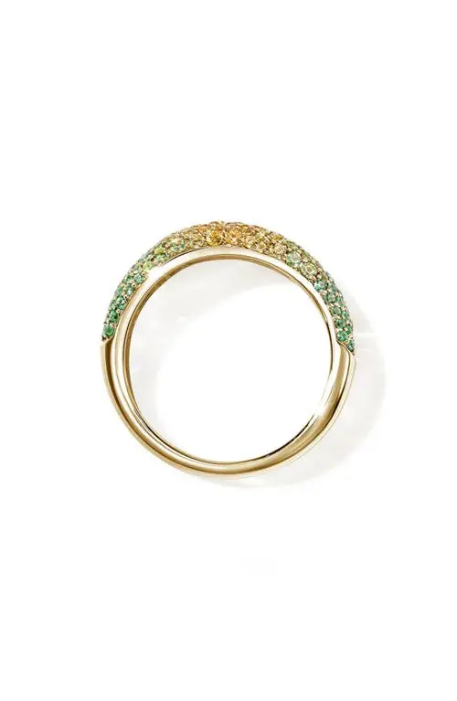 John Hardy Artisan Series 18k Treated Sapphire & Emerald Band Ring