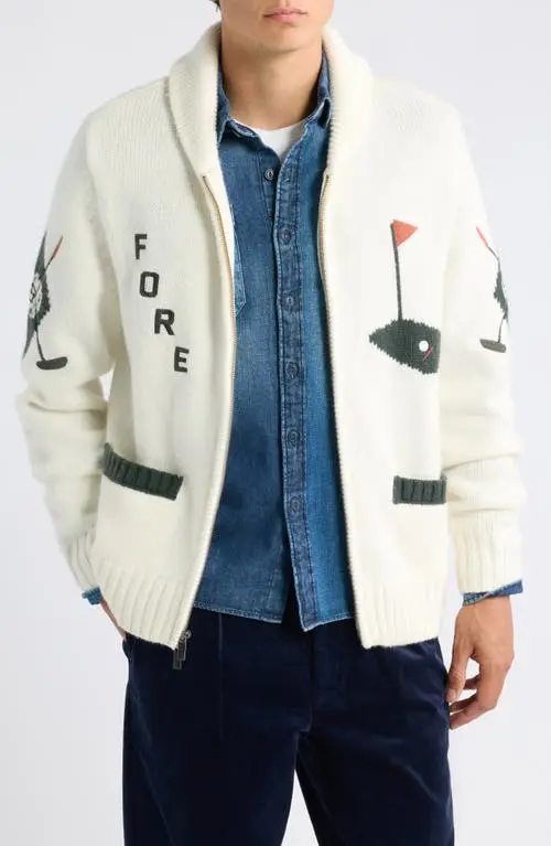 ROWING BLAZERS Lewis Golf Zip Cardigan - Cream