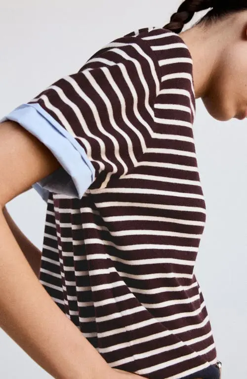 Mango Biboy Striped Crewneck Sweater