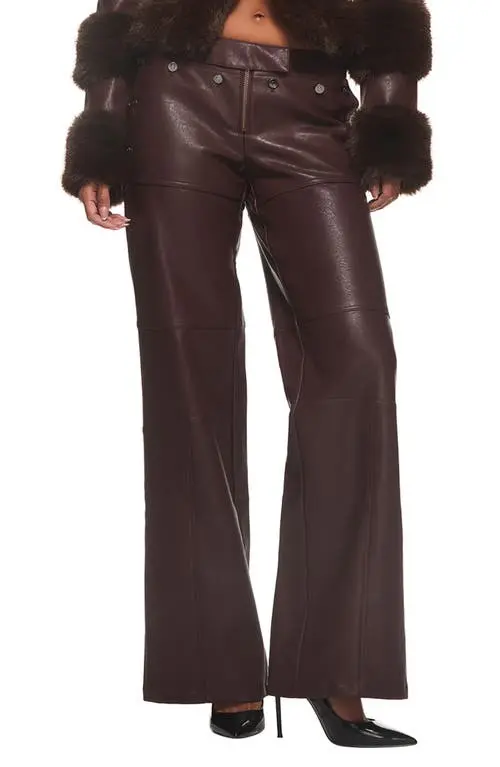 I.AM.GIA Sarrin Faux Leather Wide Leg Pants - Plum