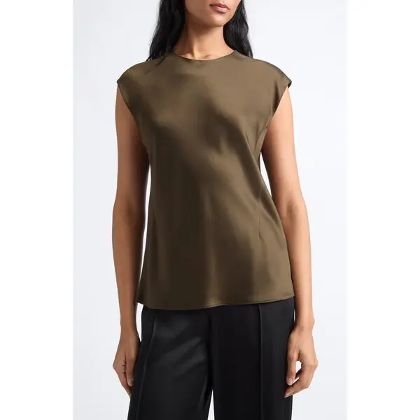 Vince Cap Sleeve Satin Top - Cypress