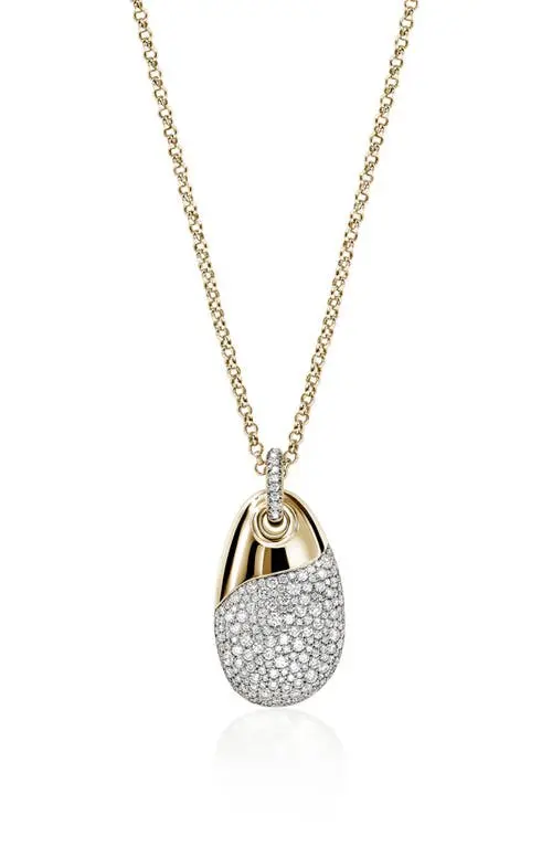John Hardy Artisan Series 18k Diamond Pebble Pendant Necklace - Gold