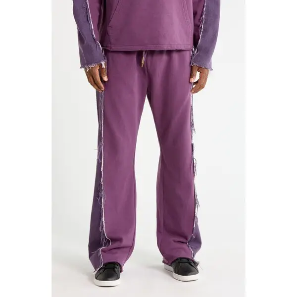 HONOR THE GIFT Distressed Denim Panel Flare Sweatpants - Purple