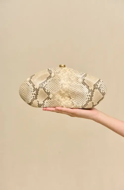 Cult Gaia The Caldera Snake Embossed Leather Clutch