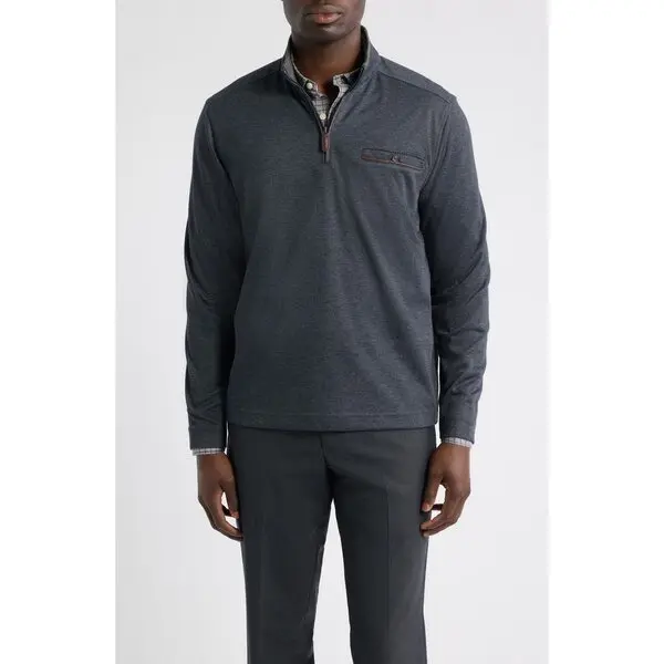 Johnston & Murphy Merritt Piqué Quarter Zip Pullover - Navy