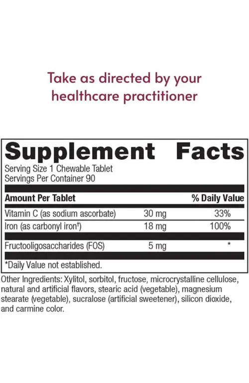 BARIATRIC ADVANTAGE Iron 18 Mg Gentle Digestive Chewable Supplement 90 Count