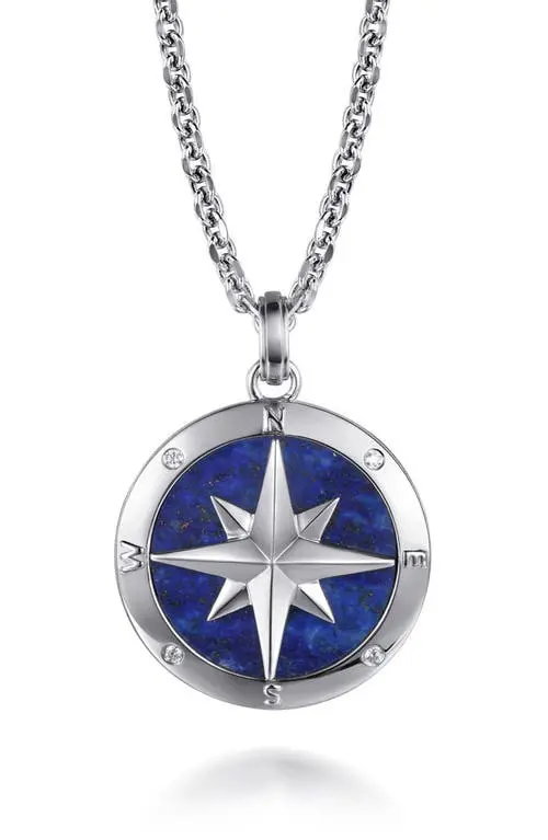 GABRIEL & CO. Polaris Lapis Lazuli & Diamond Compass Pendant Necklace
