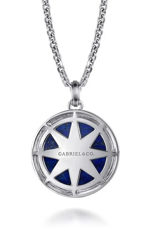 GABRIEL & CO. Polaris Lapis Lazuli & Diamond Compass Pendant Necklace