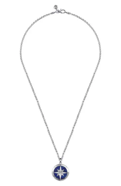 GABRIEL & CO. Polaris Lapis Lazuli & Diamond Compass Pendant Necklace