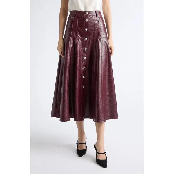 Cinq À Sept Faux Leather Midi Skirt