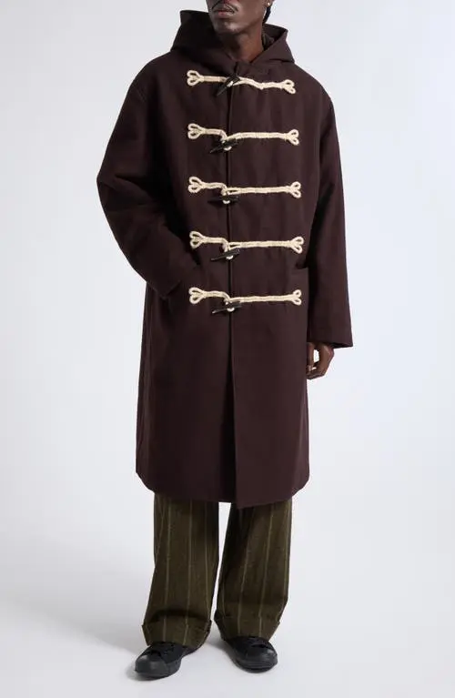 Yohji Yamamoto Toggle Duffle Coat - Bordeaux