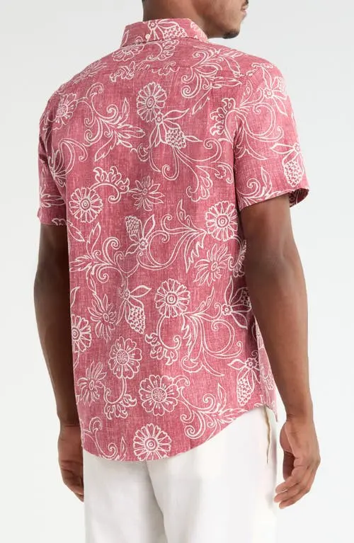 Reyn Spooner Hawaiian Gardenias Floral Button Down Shirt - Faded Ginger