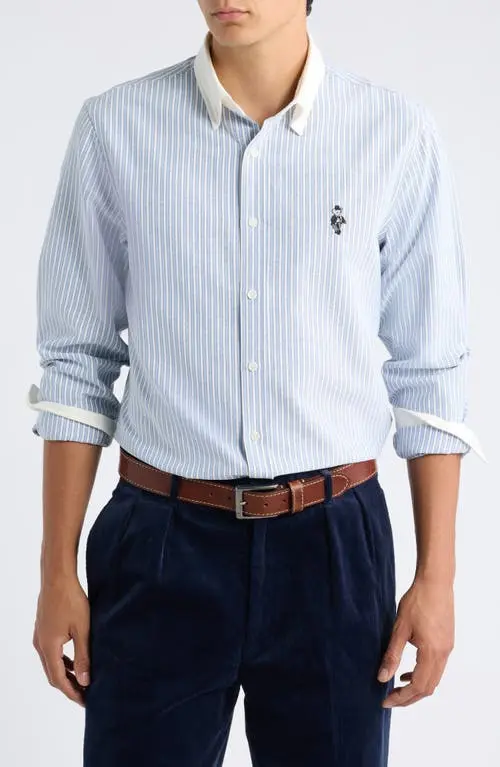 ROWING BLAZERS Babar Striped Cotton Blend Oxford Shirt