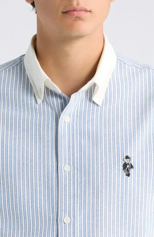 ROWING BLAZERS Babar Striped Cotton Blend Oxford Shirt