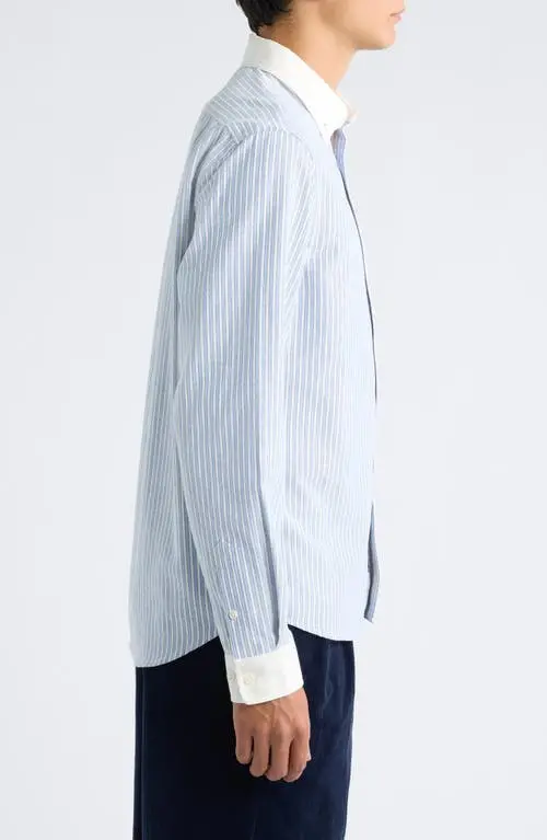 ROWING BLAZERS Babar Striped Cotton Blend Oxford Shirt