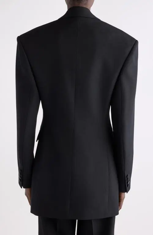 Saint Laurent One Button Wool Tuxedo Blazer
