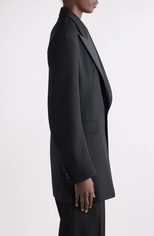 Saint Laurent One Button Wool Tuxedo Blazer
